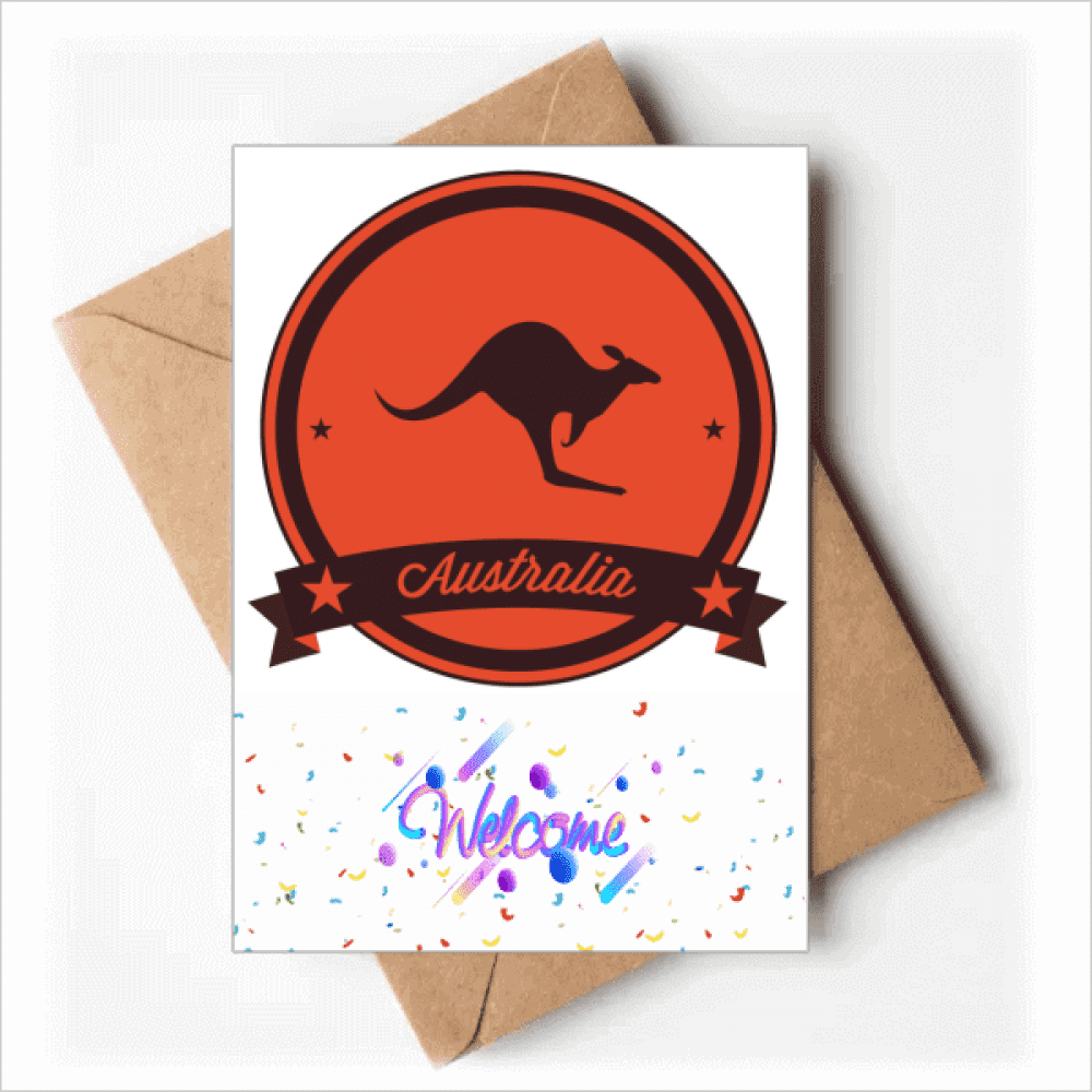 Australia Flavor Kangaroo Emblem Illustration Welcome Back Greeting ...