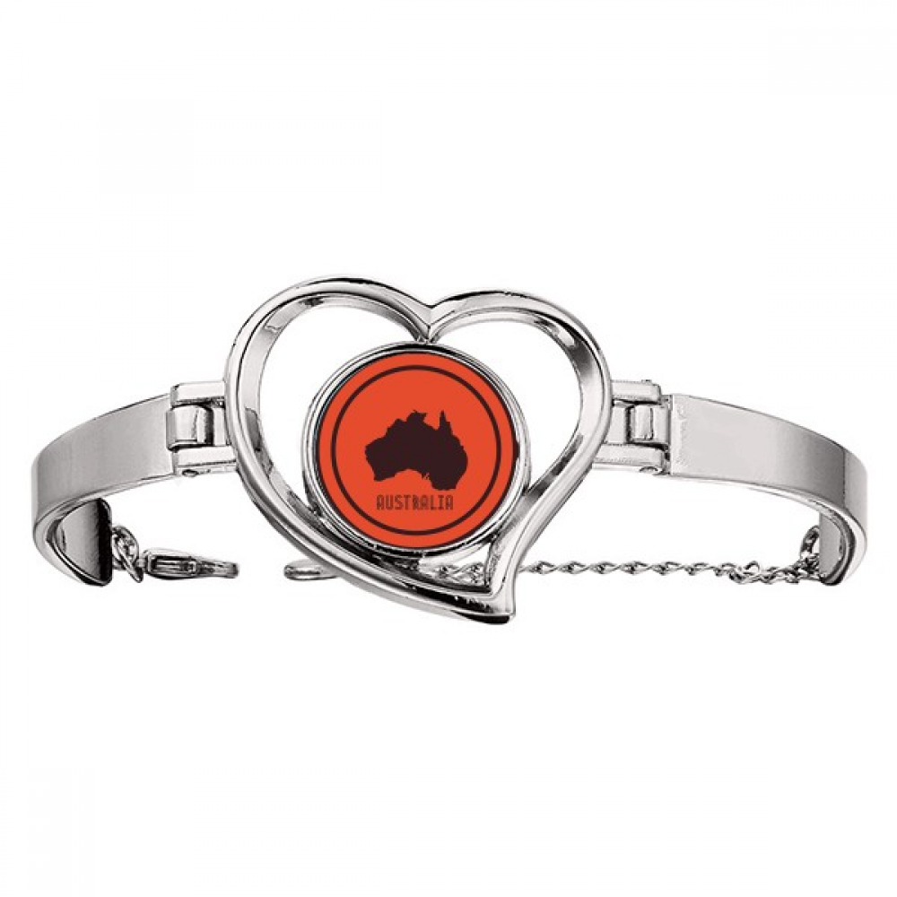 Australia Flavor Map Emblem Illustration Bracelet Heart Jewelry Wire ...