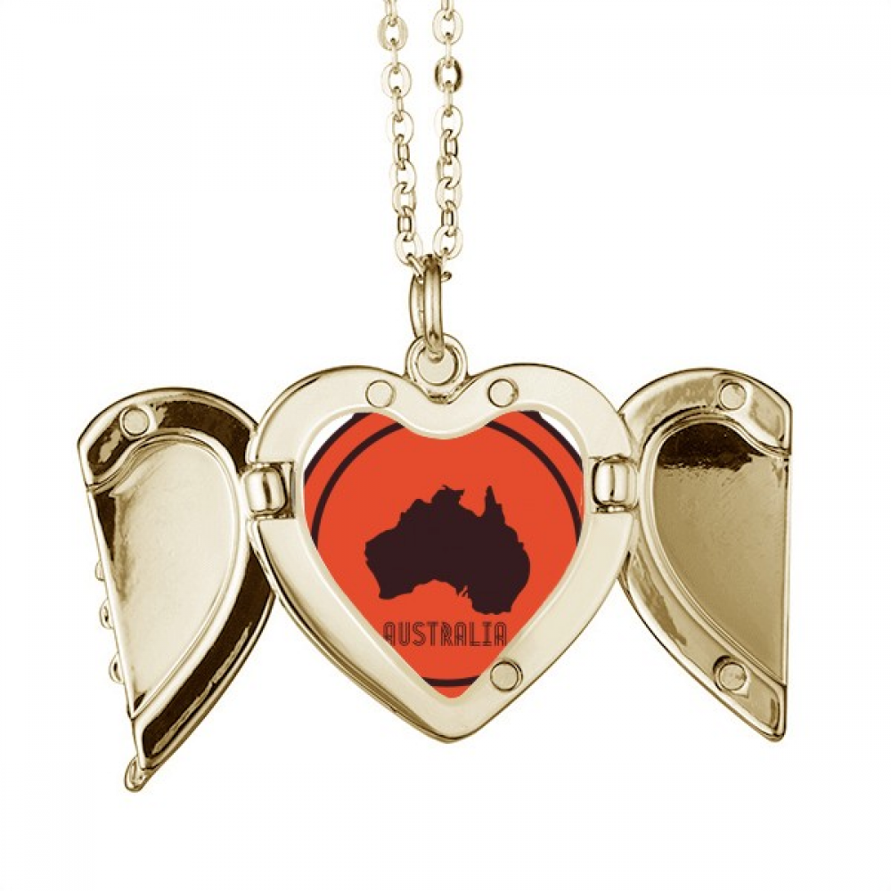 Australia Flavor Map Emblem Illustration Folded Wings Peach Heart ...