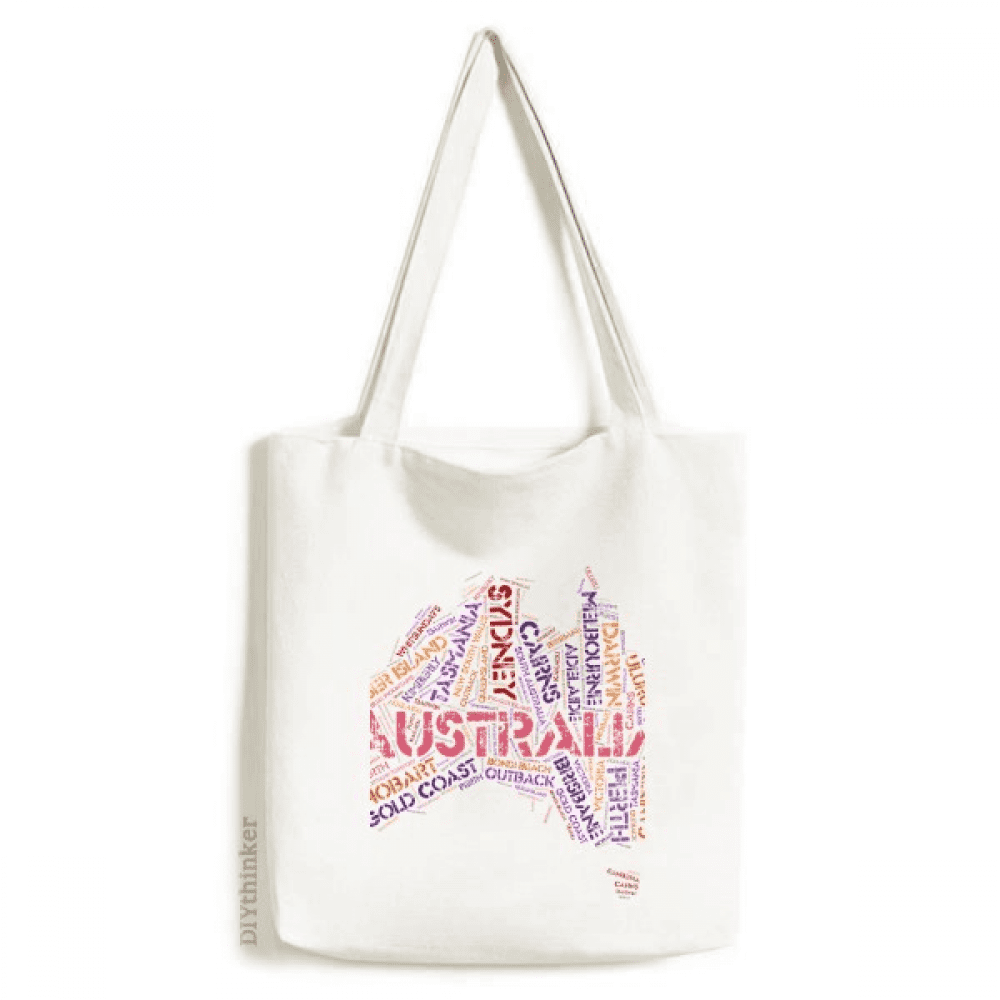 Australia Flavor Map Scenic Spots Illustration Tote Canvas Bag Shopping ...