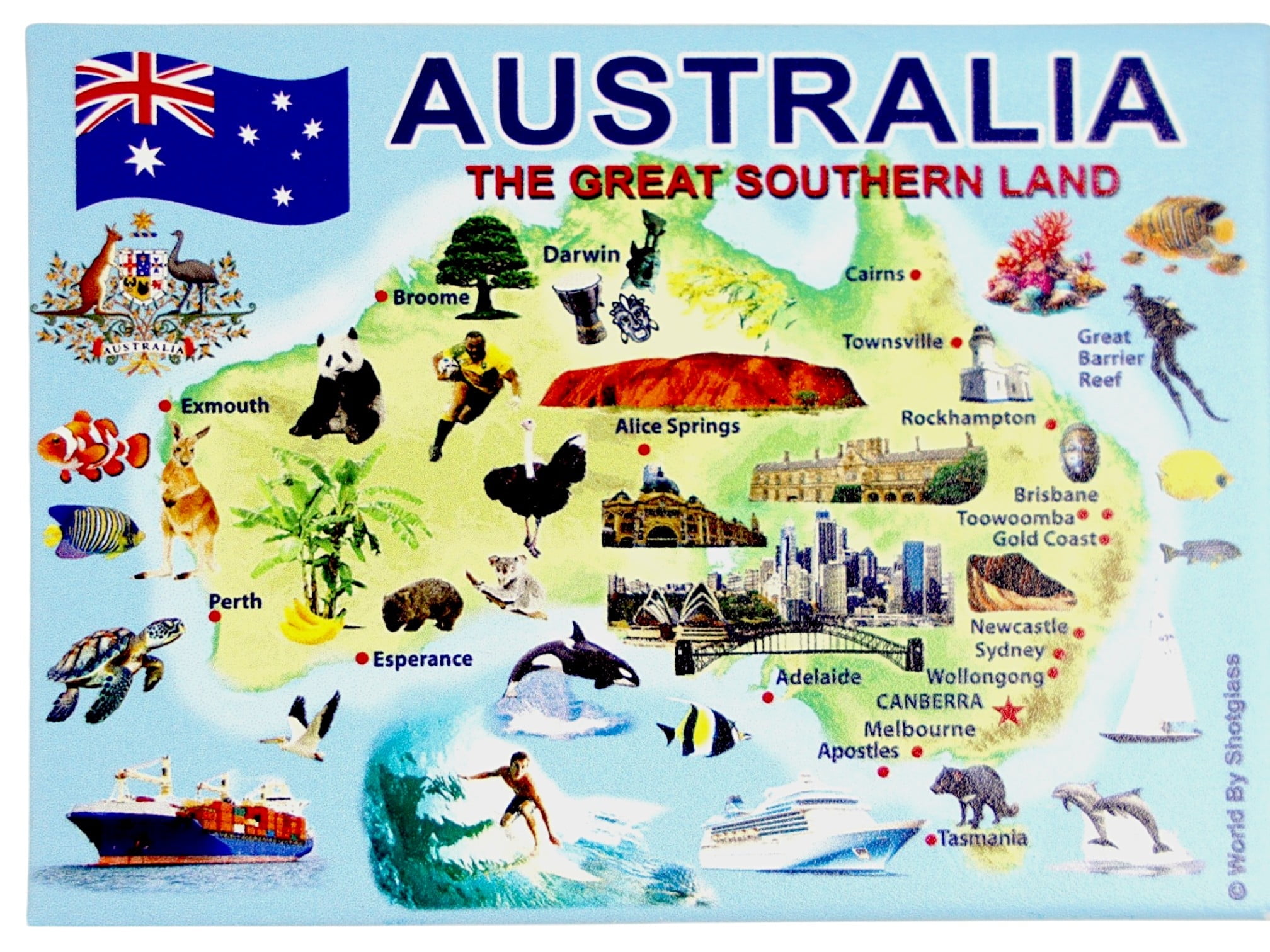 Australia Graphic Map and Attractions Souvenir Fridge Magnet 2.5" X 3.5 ...