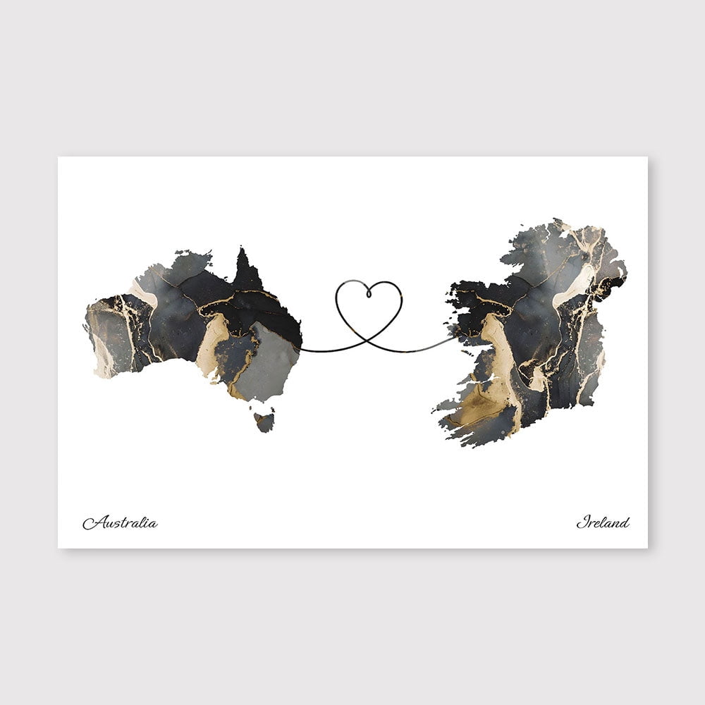 Australia Ireland Country Map Poster – Elegant Contemporary Canvas ...