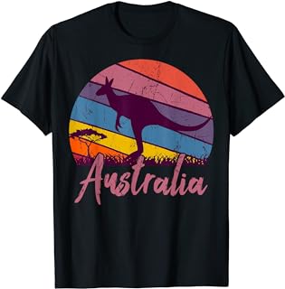 Australia Kangaroo Aussie Australian Souvenir Tourist Retro T-Shirt ...