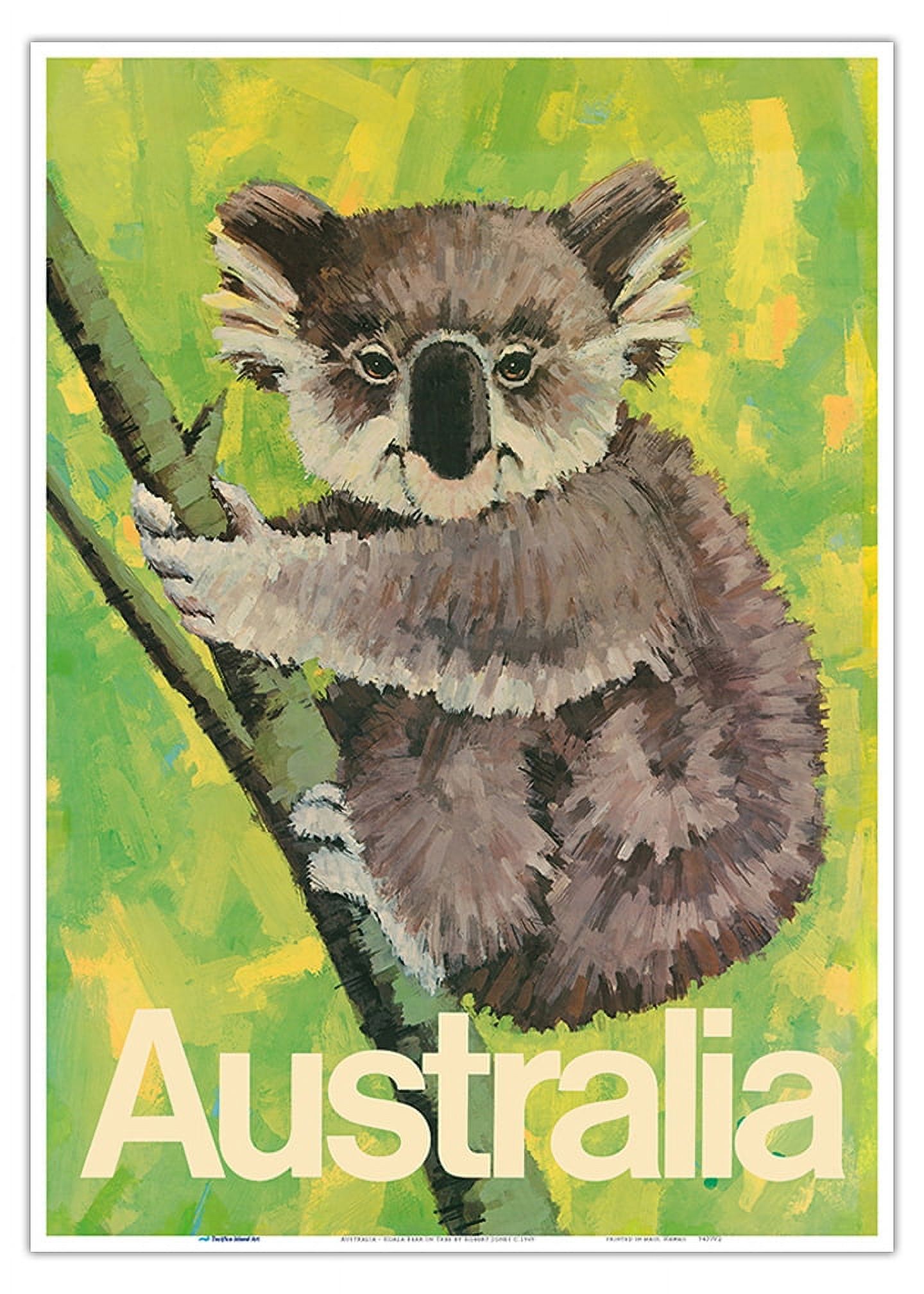 Australia - Koala Bear In A Tree - Vintage Airline Travel Poster by ...