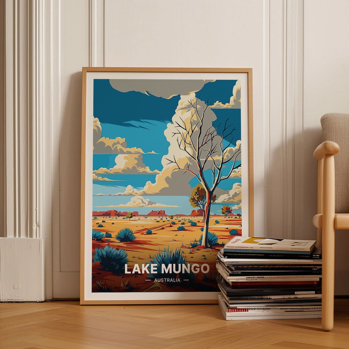 Australia Lake Mungo Travel Poster, Scenic Wall Art For Home & Office ...