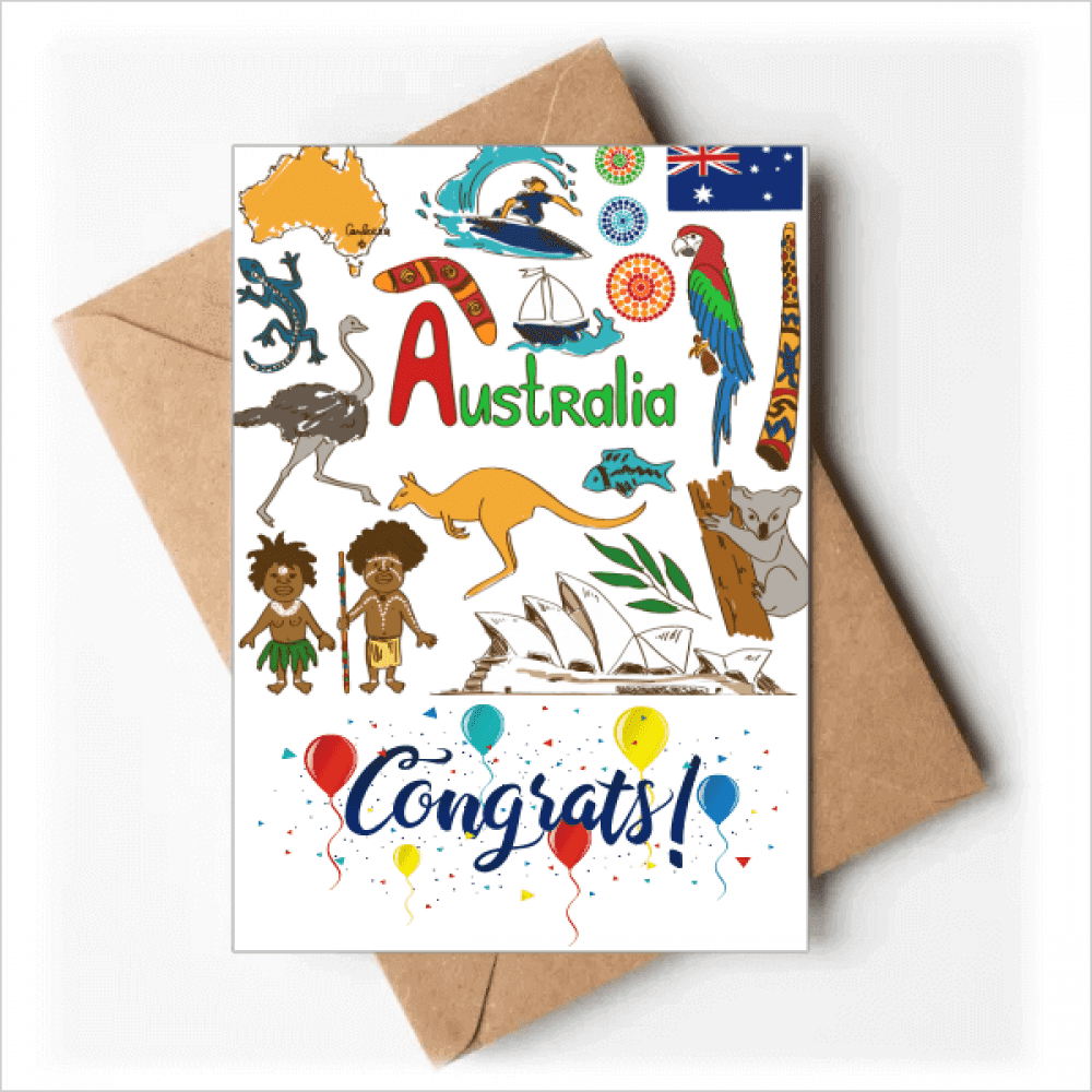 Australia Landscape Animals National Flag Wedding Cards Congratulations ...