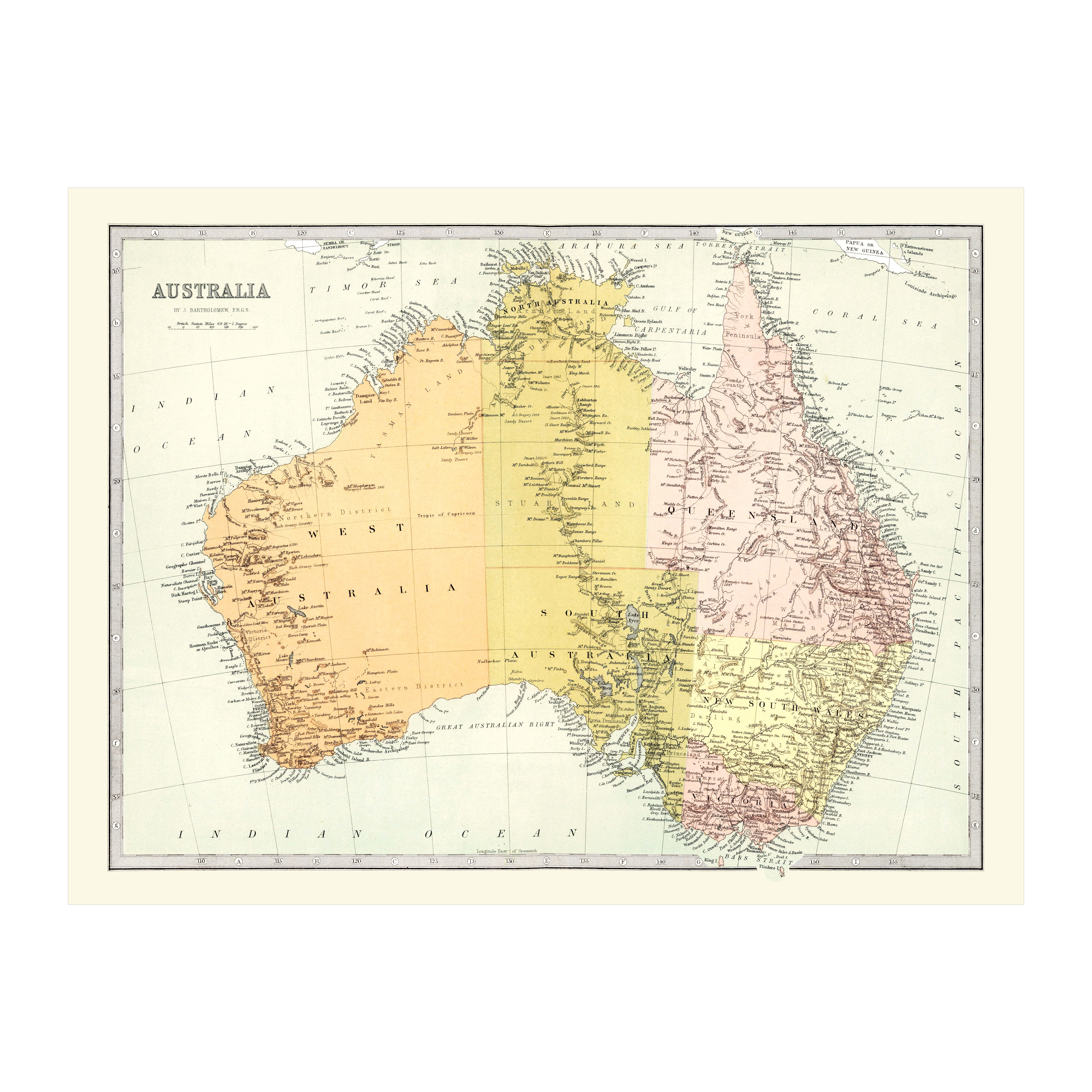 Australia Map, 1871 Vintage Map of Australia History Wall Decor Gift ...