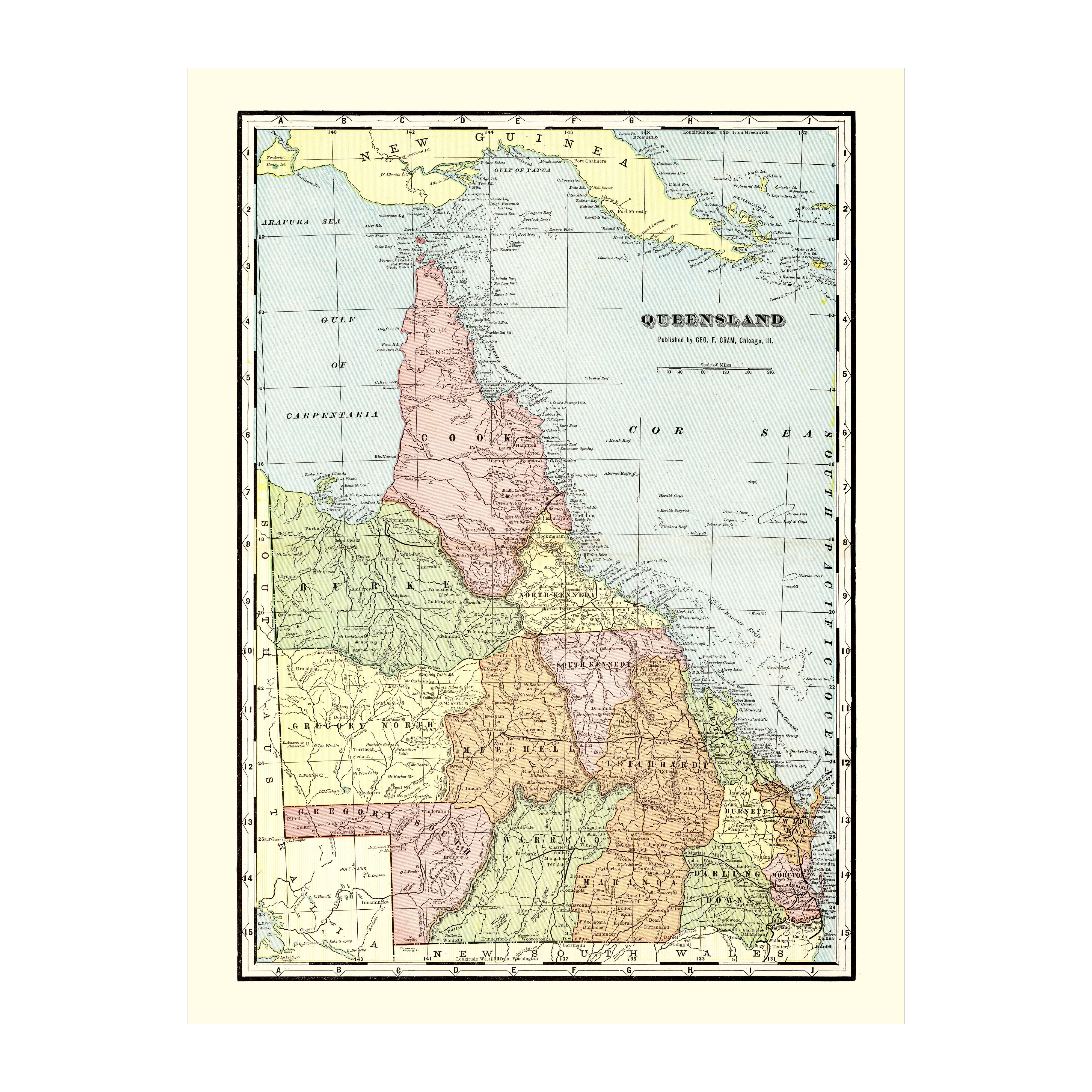 Australia Map, 1901 Vintage Map of Australia History Wall Decor Gift ...