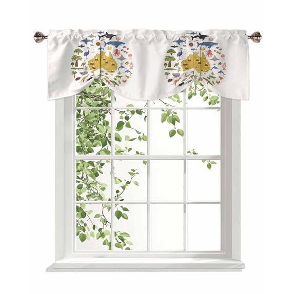 Australia Map Section Tie Up Valances Curtain, Cartoon Marine Life Cute ...