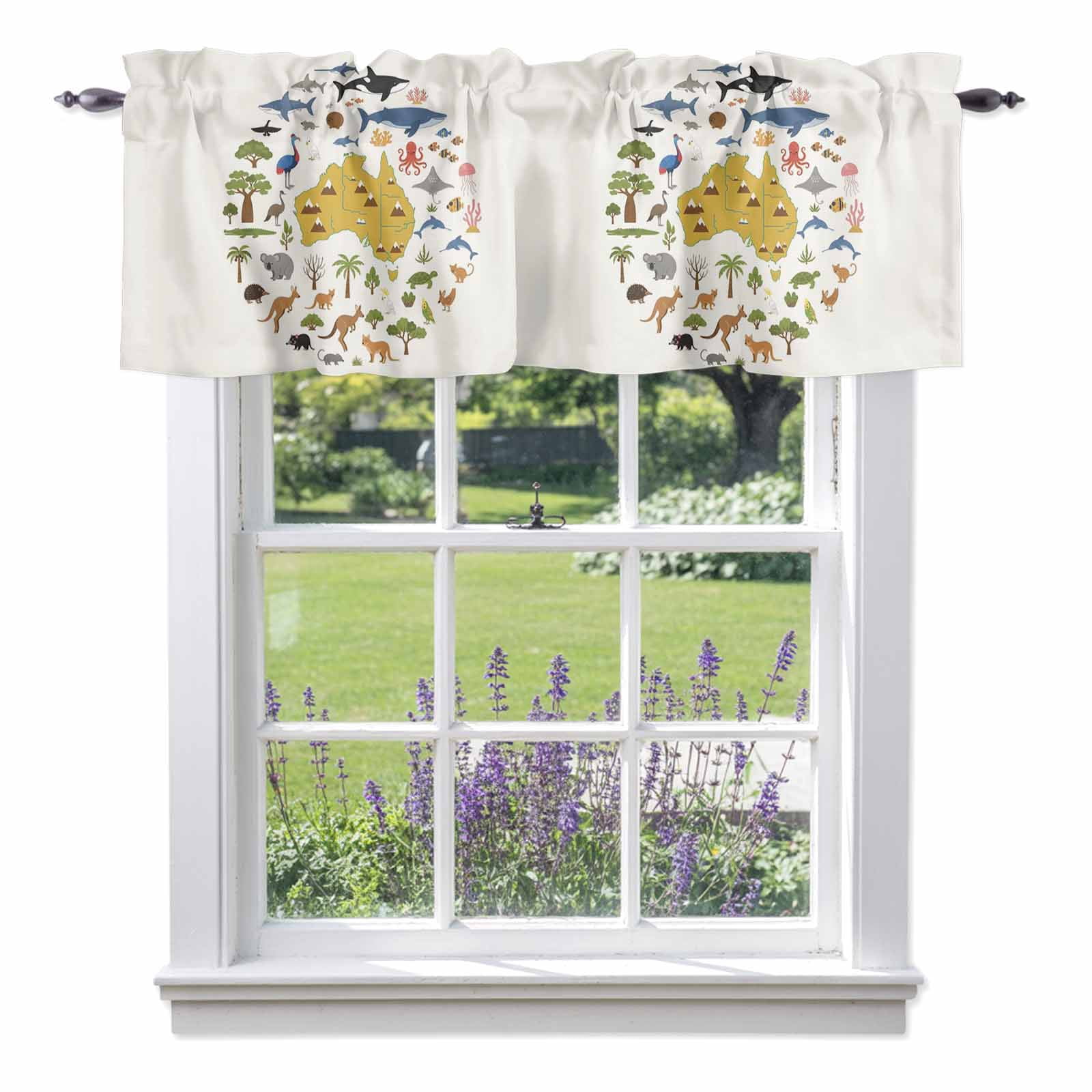 Australia Map Section Valance Curtain for Windows Cartoon Marine Life ...