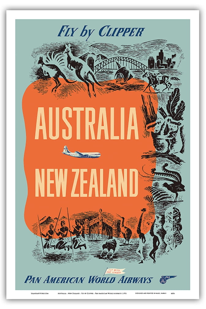 Australia - New Zealand - Fly by Clipper - Pan American World Airways - Vintage Airline Travel ...