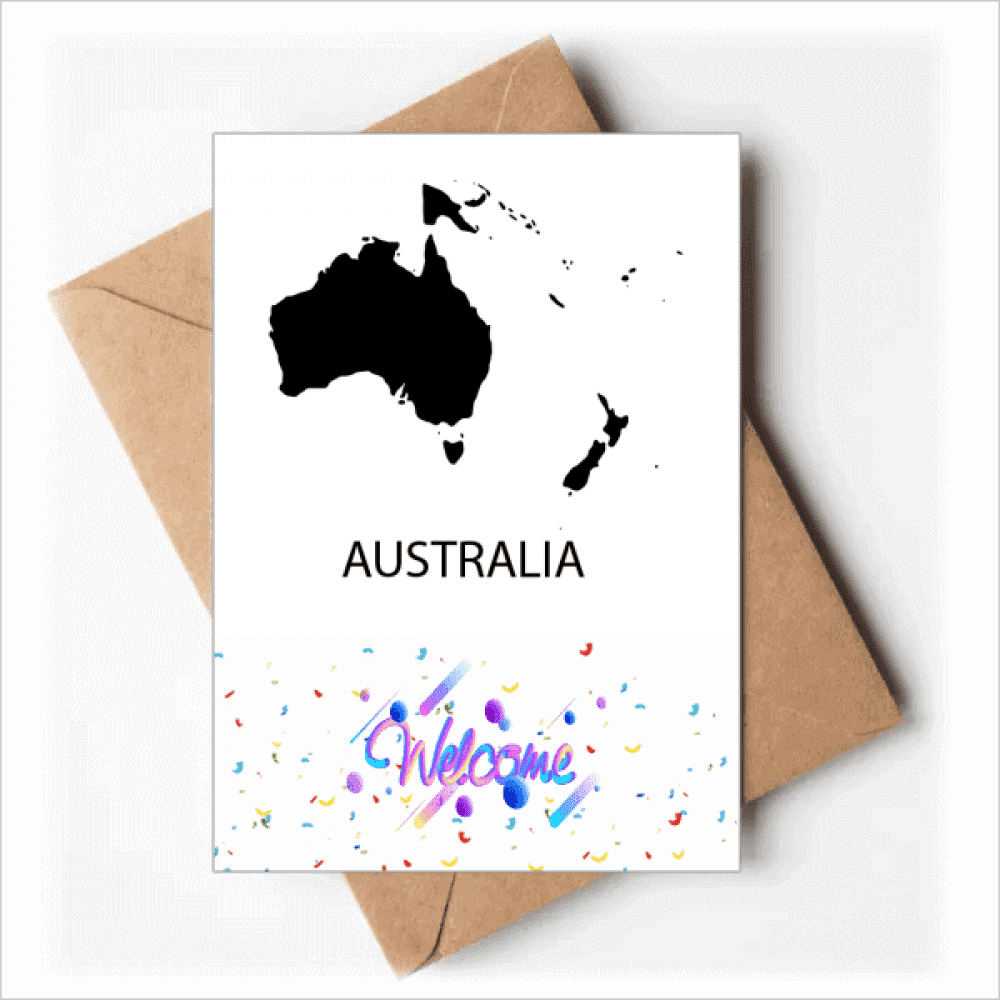 Australia Oceania Continent Outline Map Welcome Back Greeting Cards ...