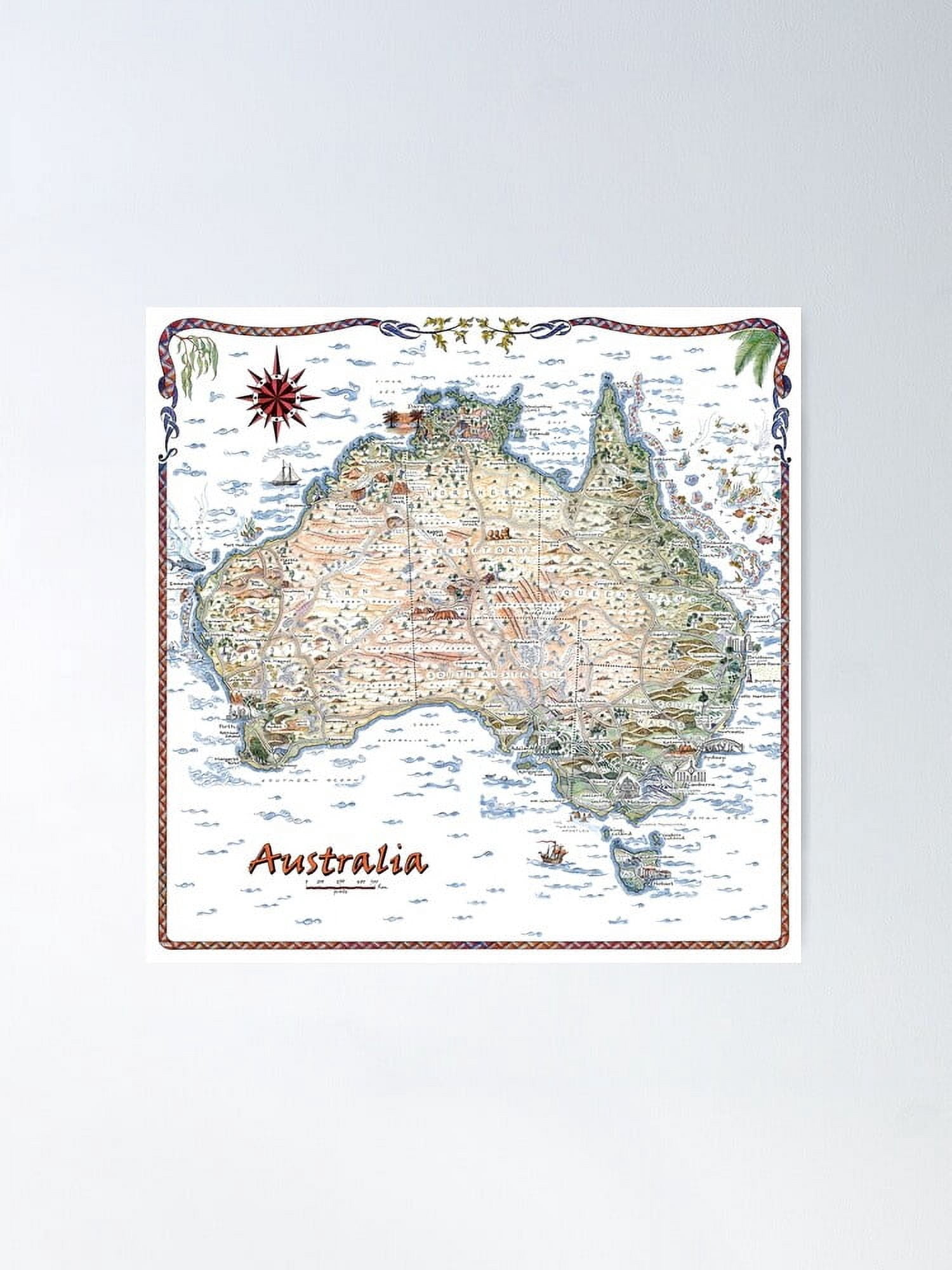 Australia Pictorial Decorative Map Poster - Walmart.com