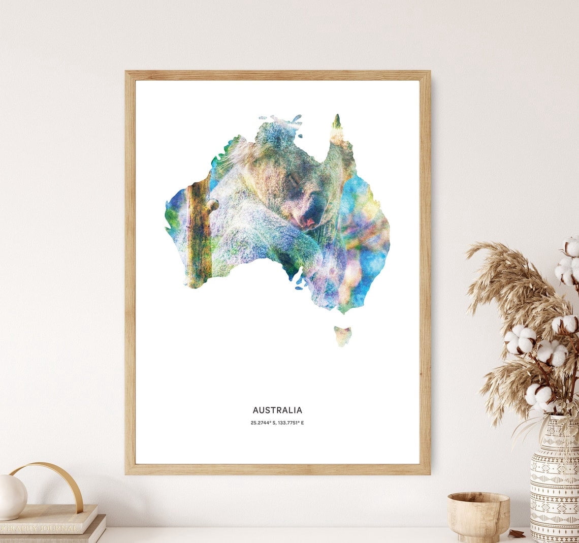 Australia Print, Australia Poster, Australia Map Art, Map Of Australia ...