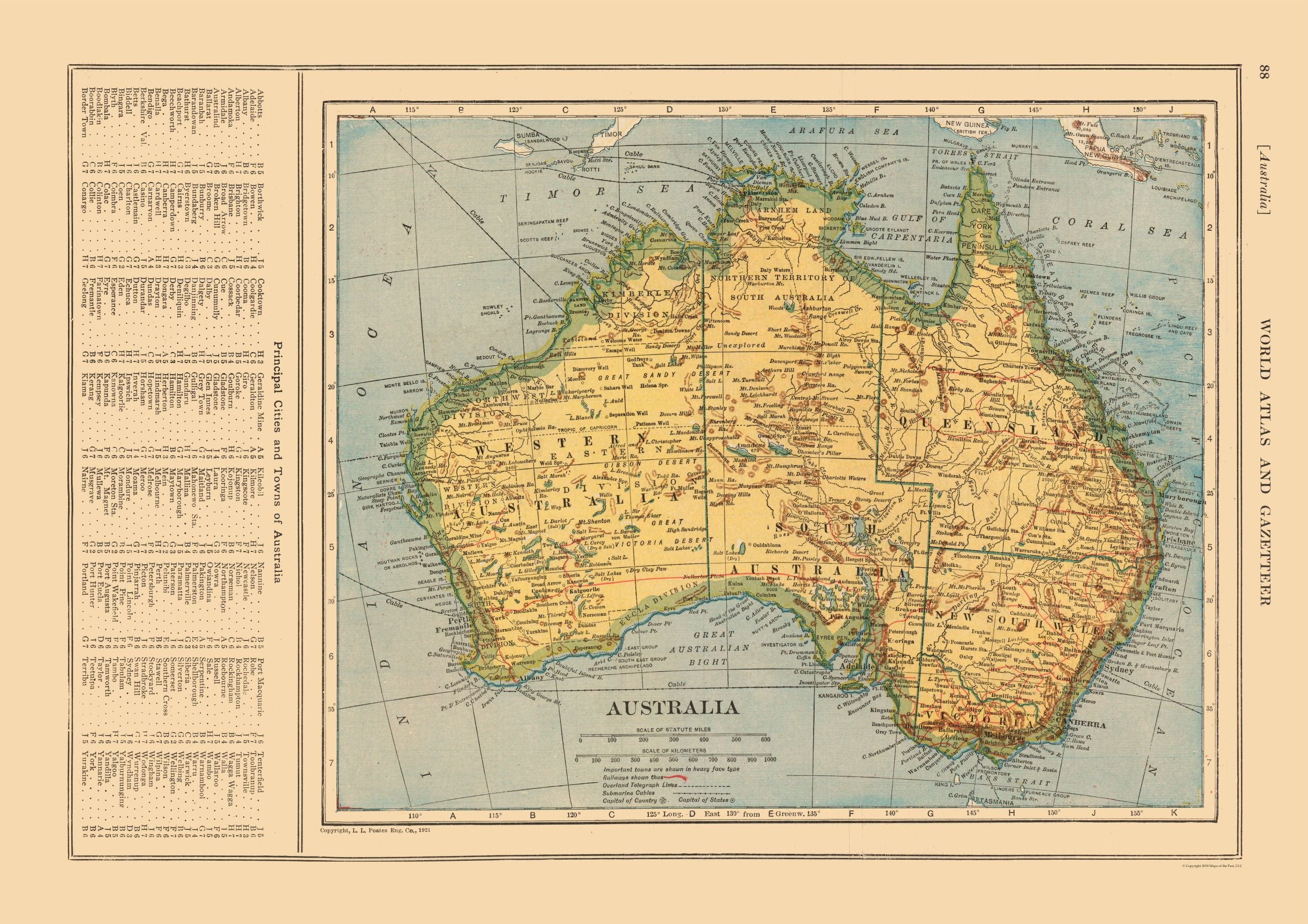 Historic Map - Australia - Reynold 1921 - Vintage Wall Art - Walmart.com