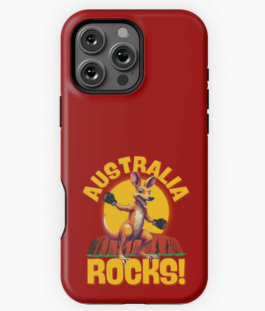 Australia Rocks Kangaroo Boxing Phone Case for iPhone 16 15 14 13 12 11 ...