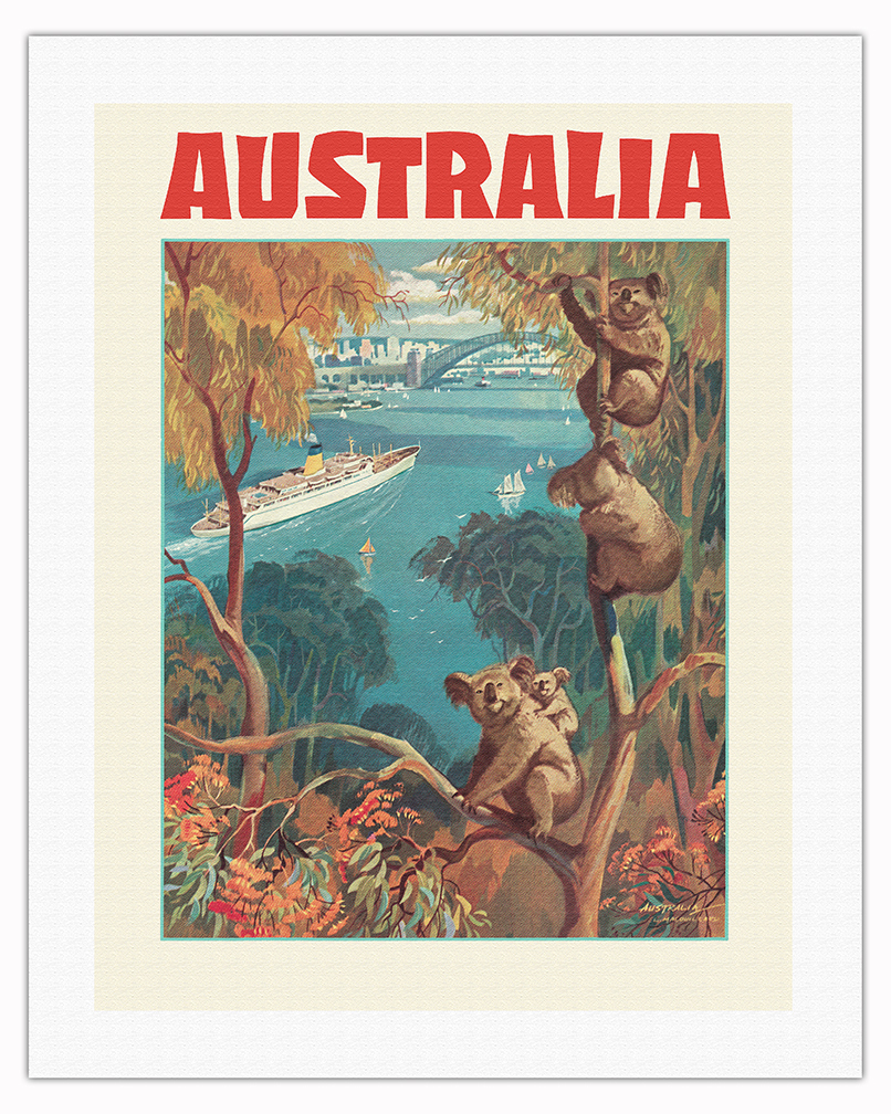 Australia - SS Mariposa SS Monterey - Vintage Ocean Liner Travel Poster ...