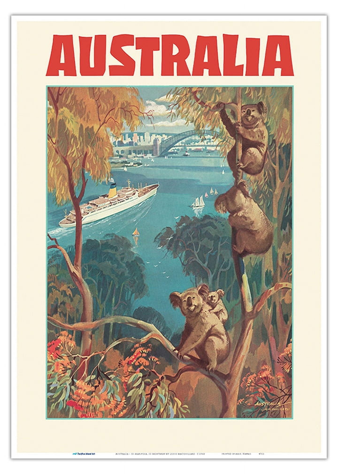 Australia - SS Mariposa SS Monterey - Vintage Ocean Liner Travel Poster ...