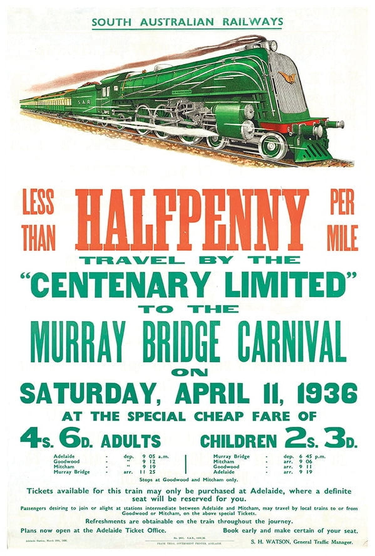 Australia - South Australian Railway - Vintage Travel Poster ...