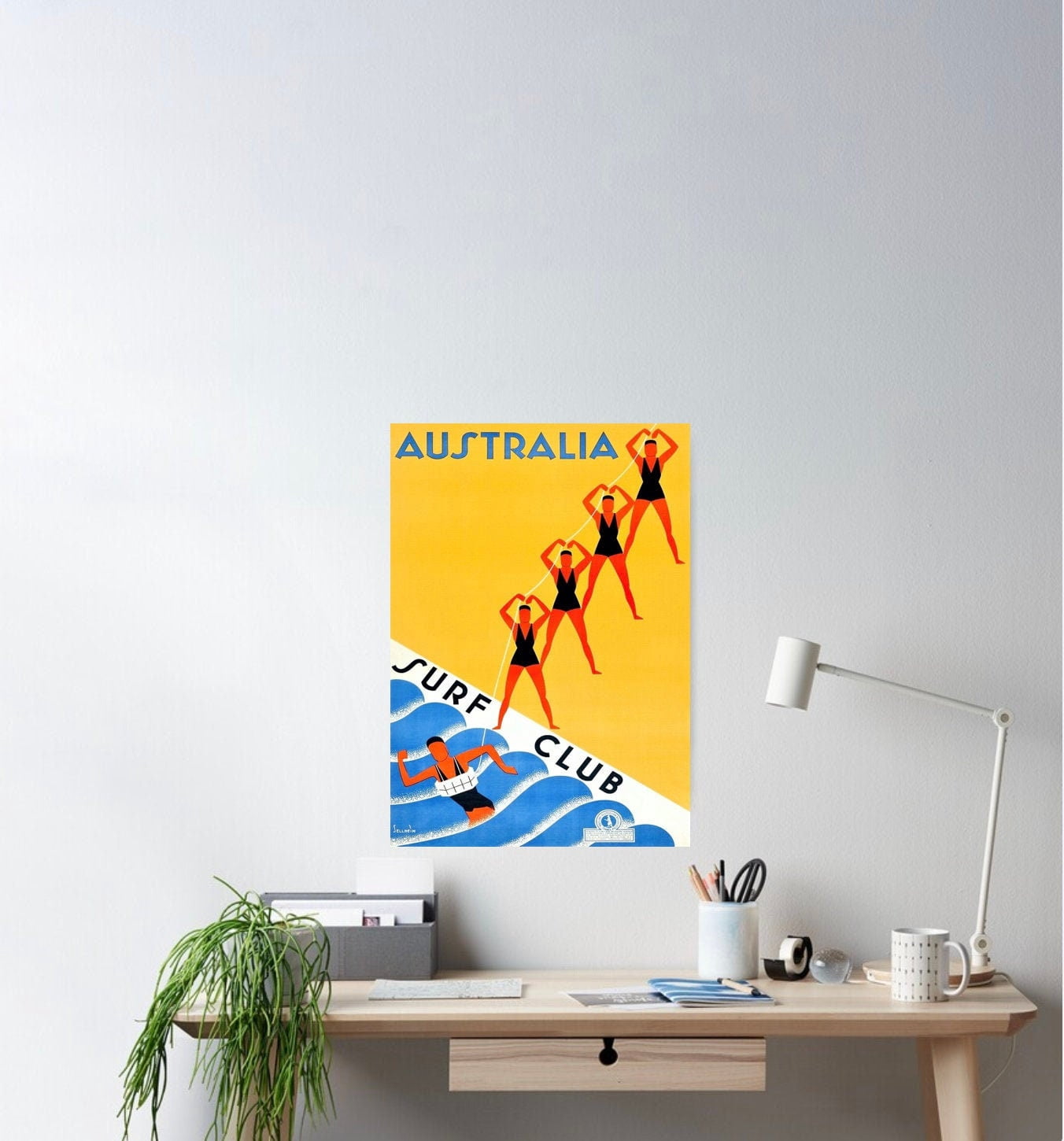 Australia Surf Club Vintage Travel Poster, Retro Beach, Swimmers ...