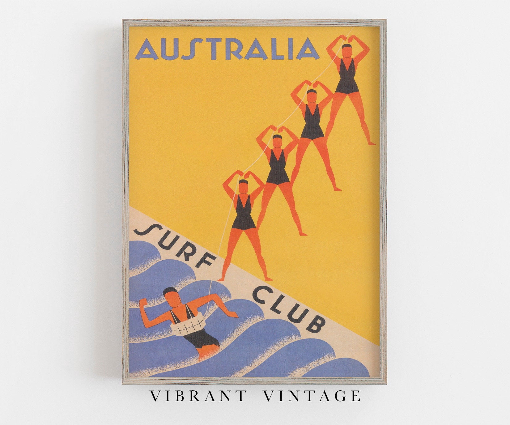 Australia Surf Club Vintage Travel Poster, Wall Art , Poster Print Only ...