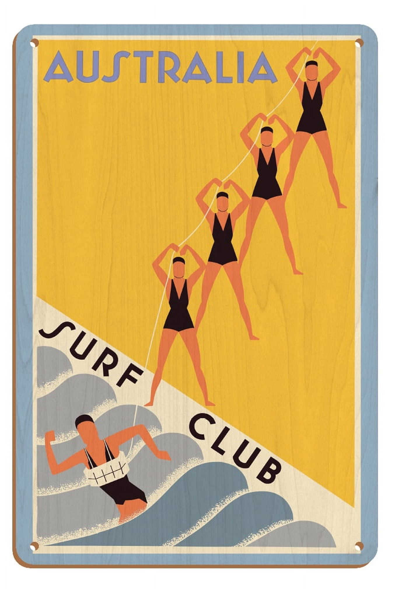 Australia Surf Club - Womens Surf Training - Vintage Advertising Poster ...
