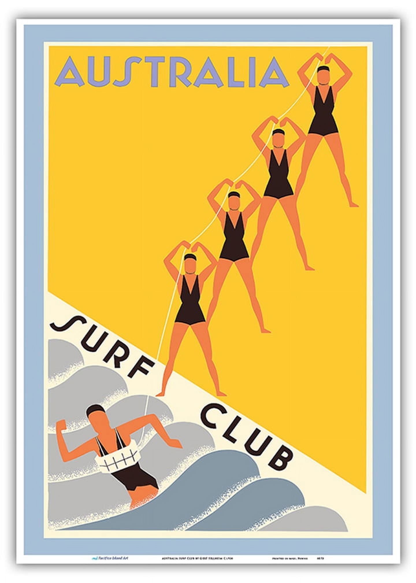 Australia Surf Club - Womens Surf Training - Vintage Advertising Poster ...