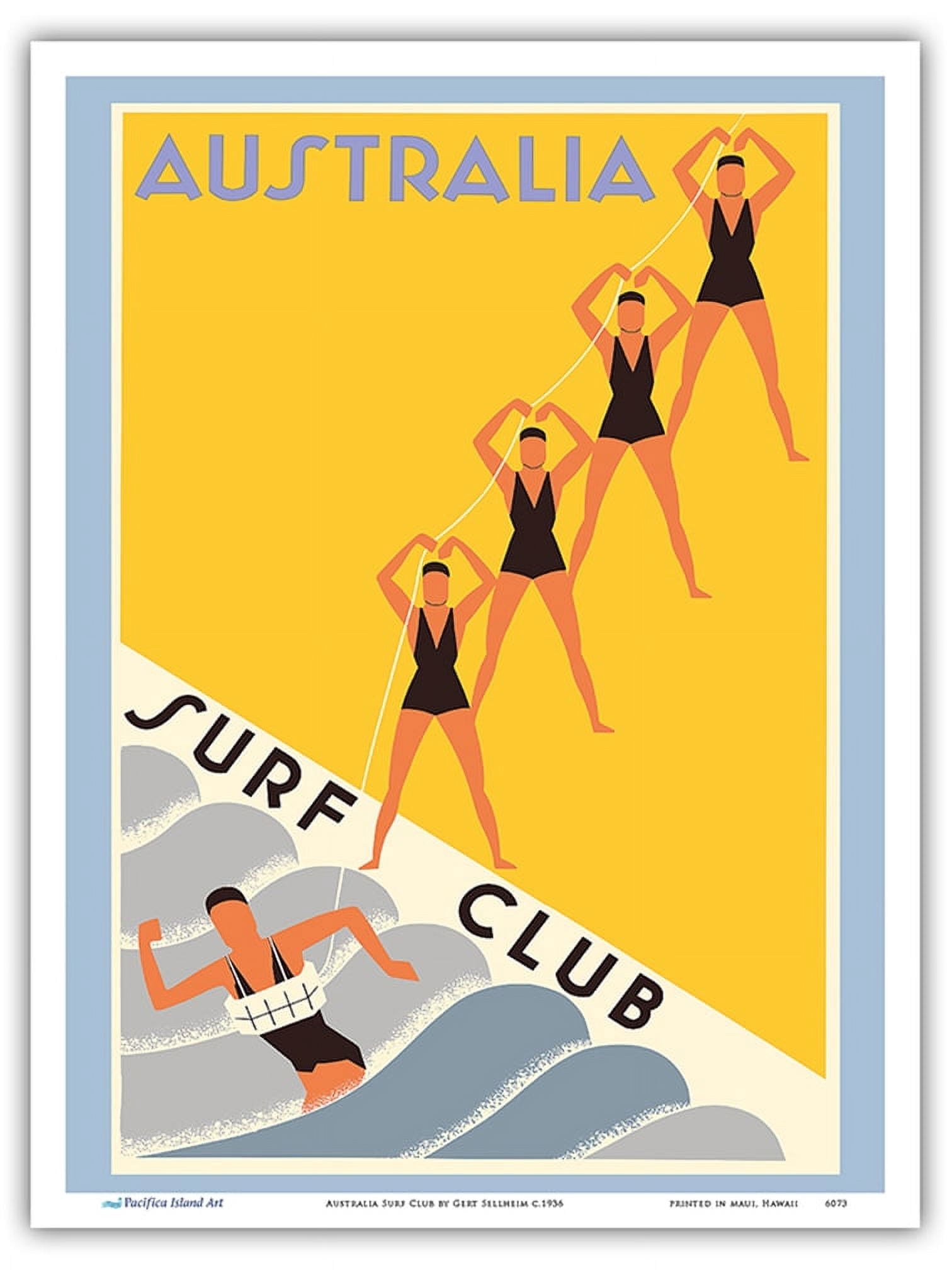 Australia Surf Club - Womens Surf Training - Vintage Advertising Poster ...