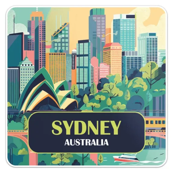 Australia Sydney City Sticker Phone Decal Water Bottle Stickers Car ...