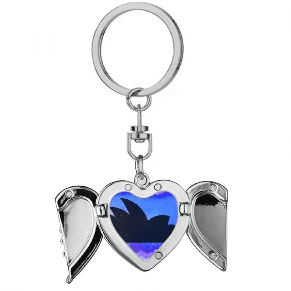 Australia Sydney Opera House Outline Heart Angel Wing Key Chain Holder ...