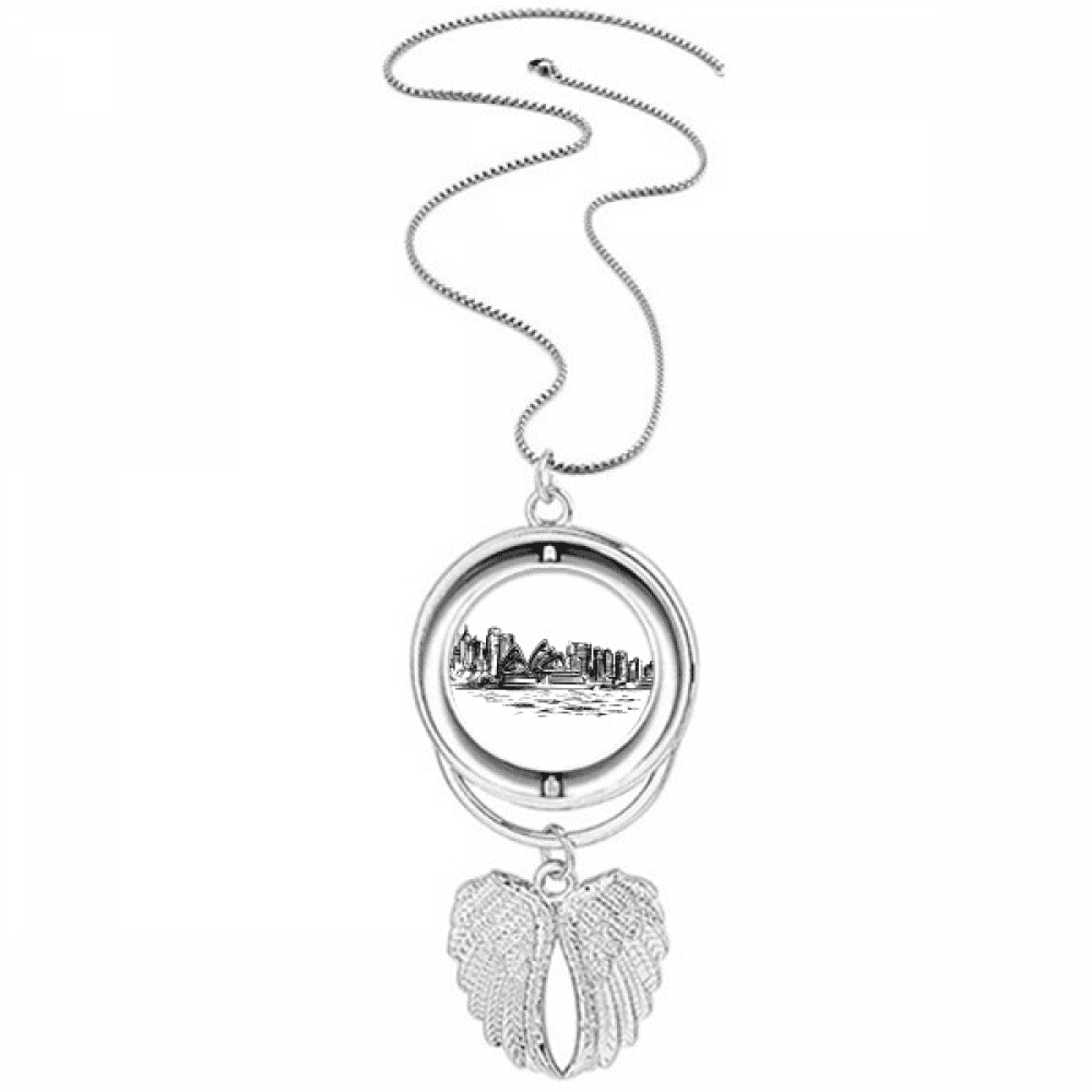 Australia Sydney Opera House Sketch Pendant Angel Wings Rotating ...
