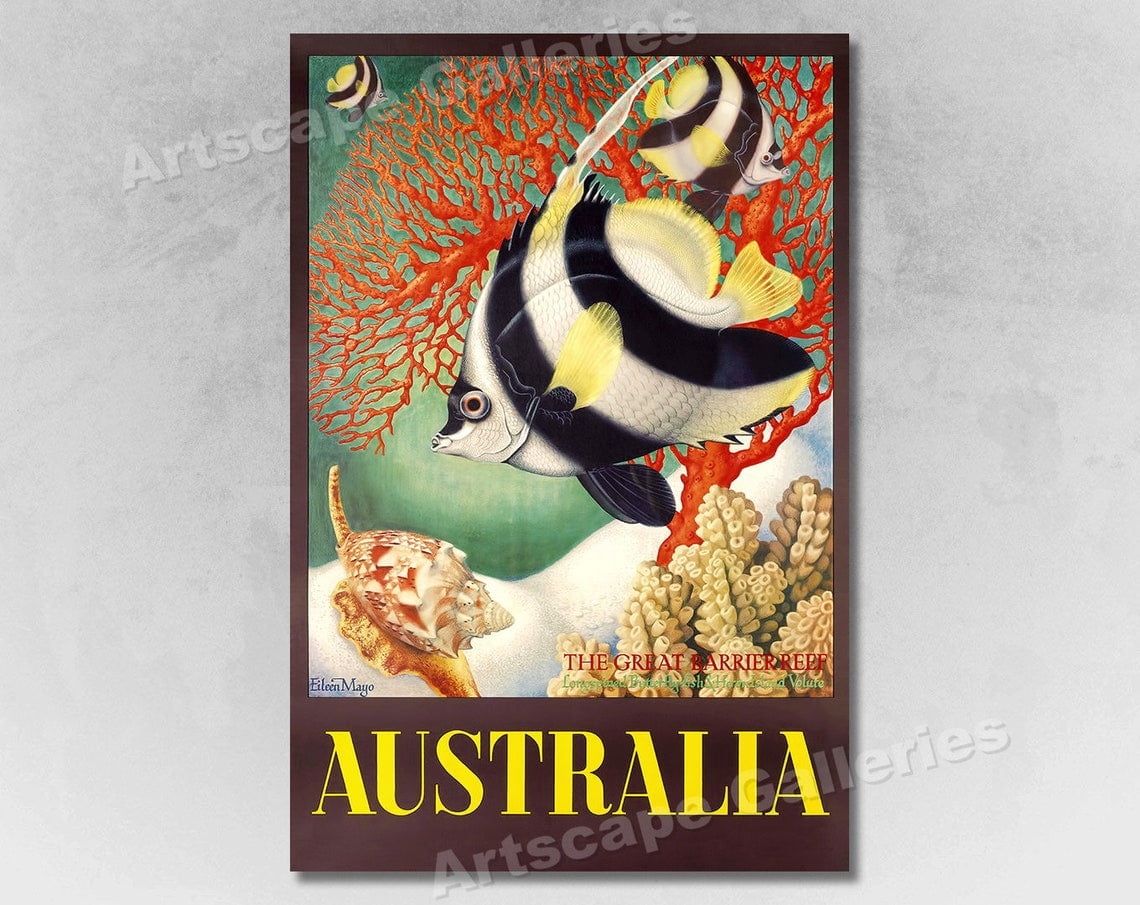 Australia The Great Barrier Reef Fish 1950s Vintage Style Travel ...