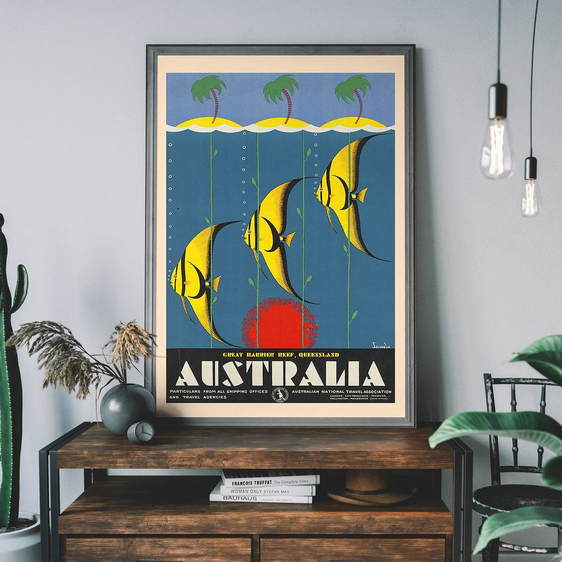Australia Travel Poster, Great Barrier Reef Illustration, Antique ...