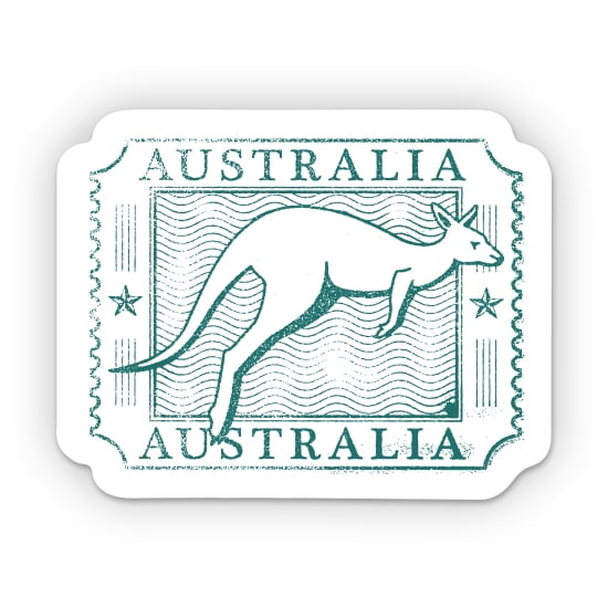 Australia Travel Stamp Kangaroo - 3" Vinyl Sticker - For Car Laptop ...