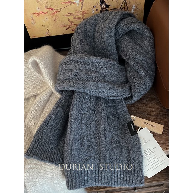 Australian 100% Wool Cable Knit Scarf, Vintage British Style Winter ...