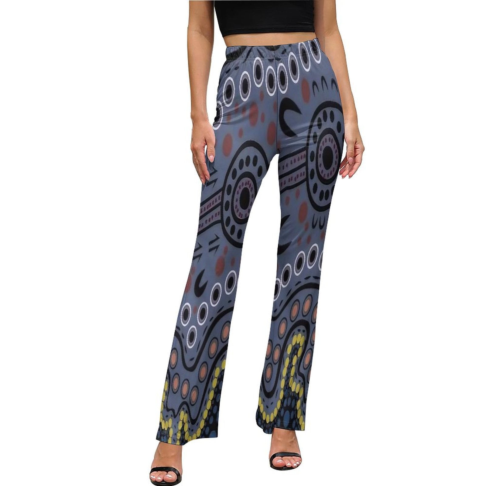 Australian Aboriginal Patterns High Waisted Casual Flared Trousers ...