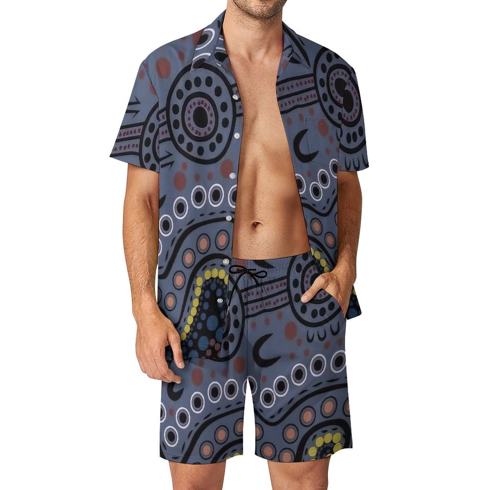 Australian Aboriginal Patterns Mens 2 Piece Casual Outfits Short Sleeve ...