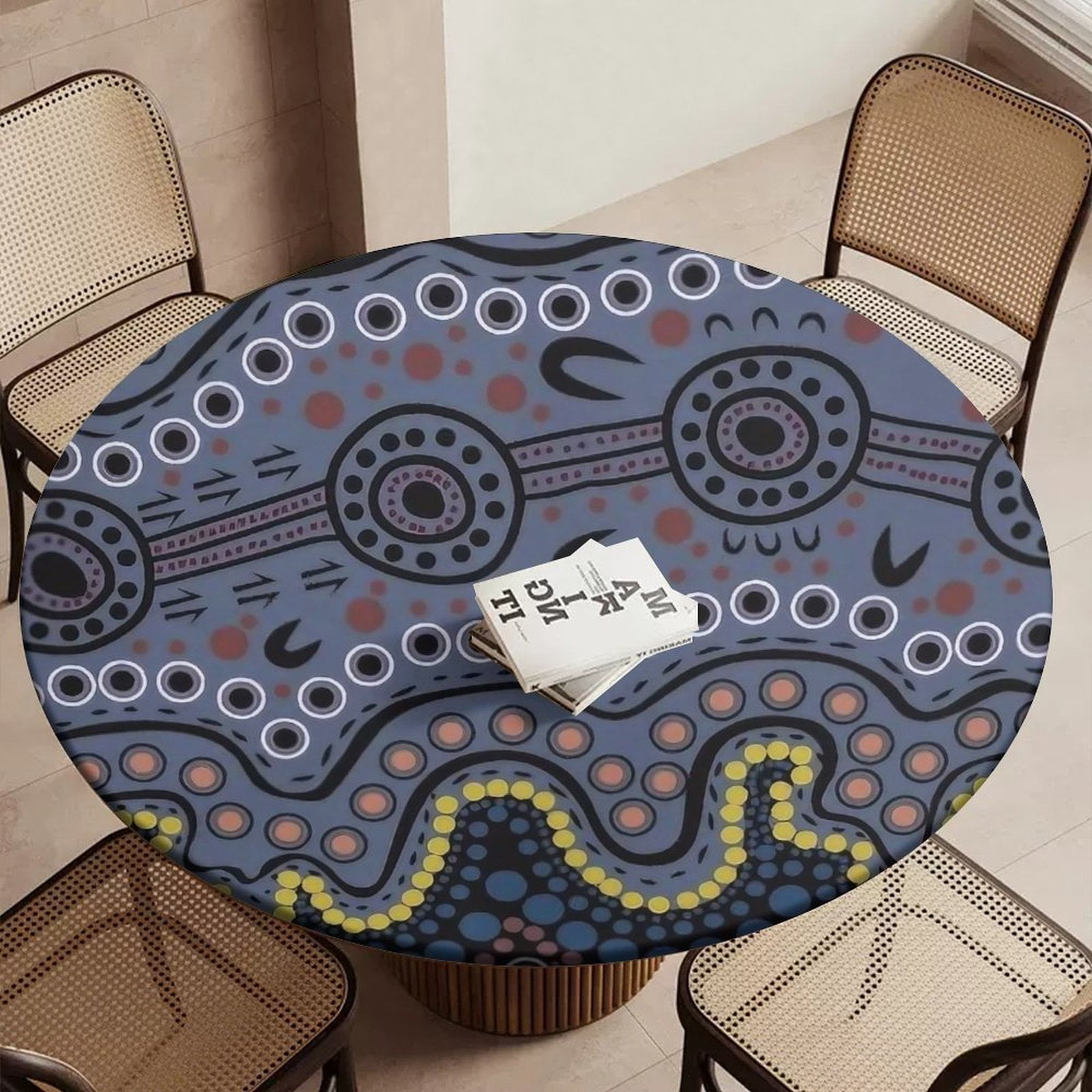 Australian Aboriginal Patterns Round Table Cover Kitchen Printed ...