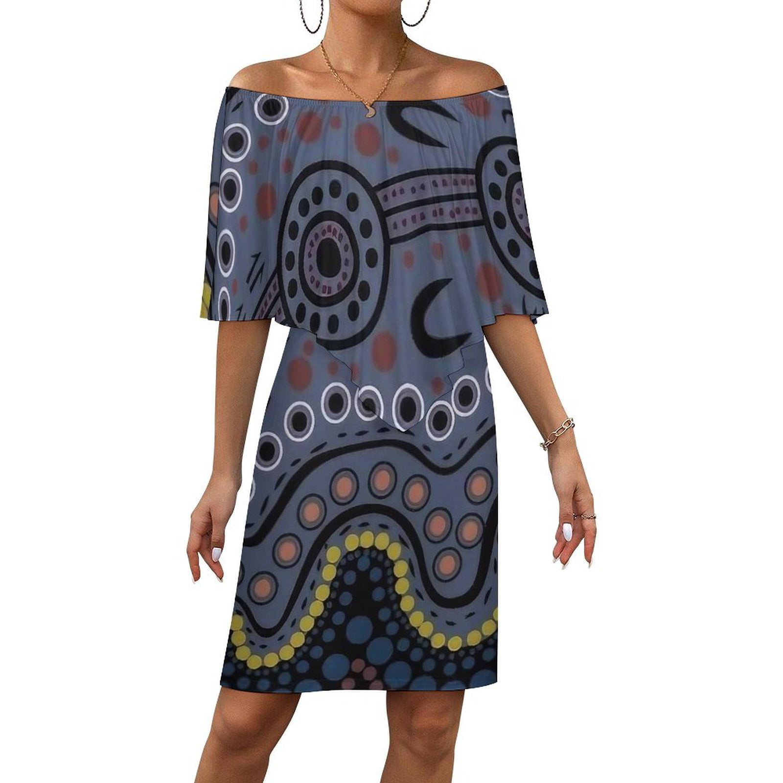 Australian Aboriginal Patterns Women's Off The Shoulder Ruffles Summer ...