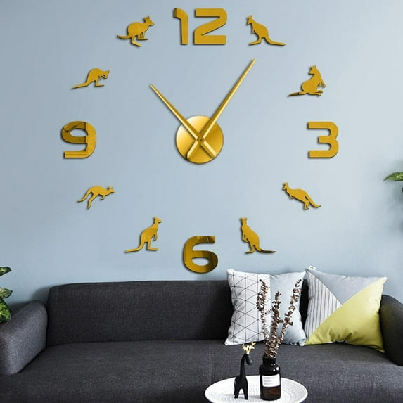 Australian Animal Wall Art Kangaroo Silhouette DIY Big Wall Clocks Kids ...