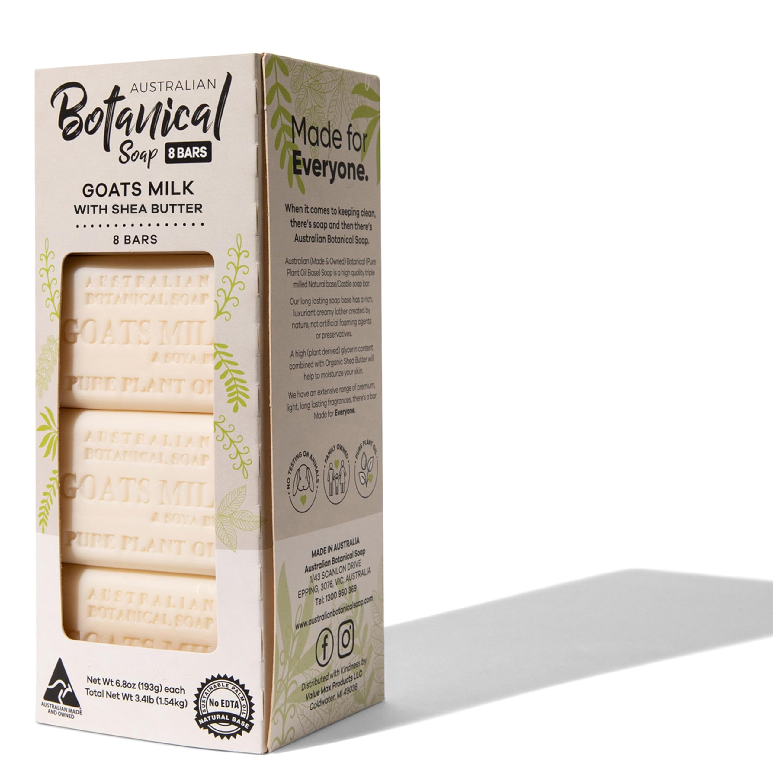 Australian Botanical Soap, Goat SAF21 Milk Soap with Shea Butter, 6.6 ...