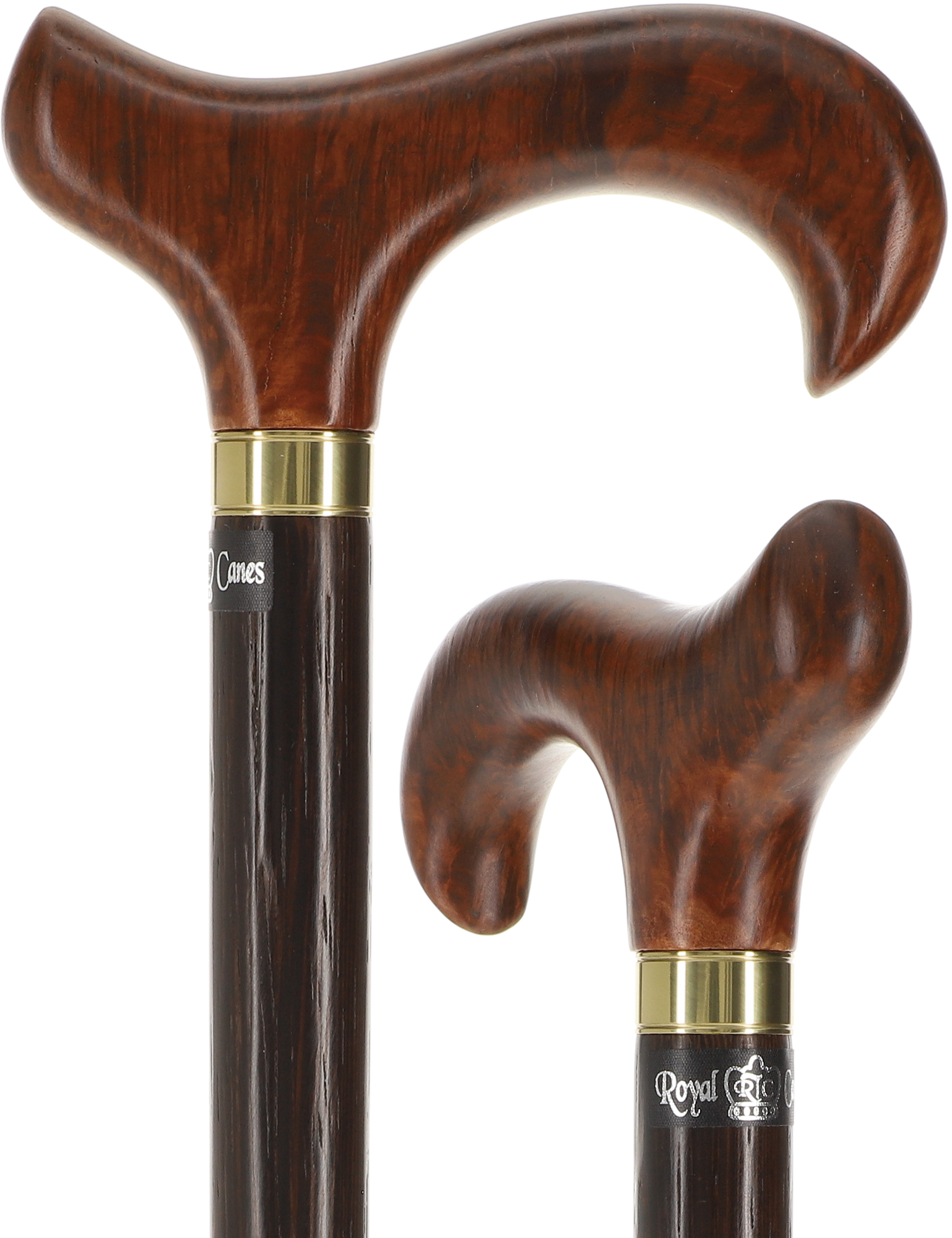 Australian Burl Wood Derby Handle Walking Cane w/Wenge Shaft & Gold ...