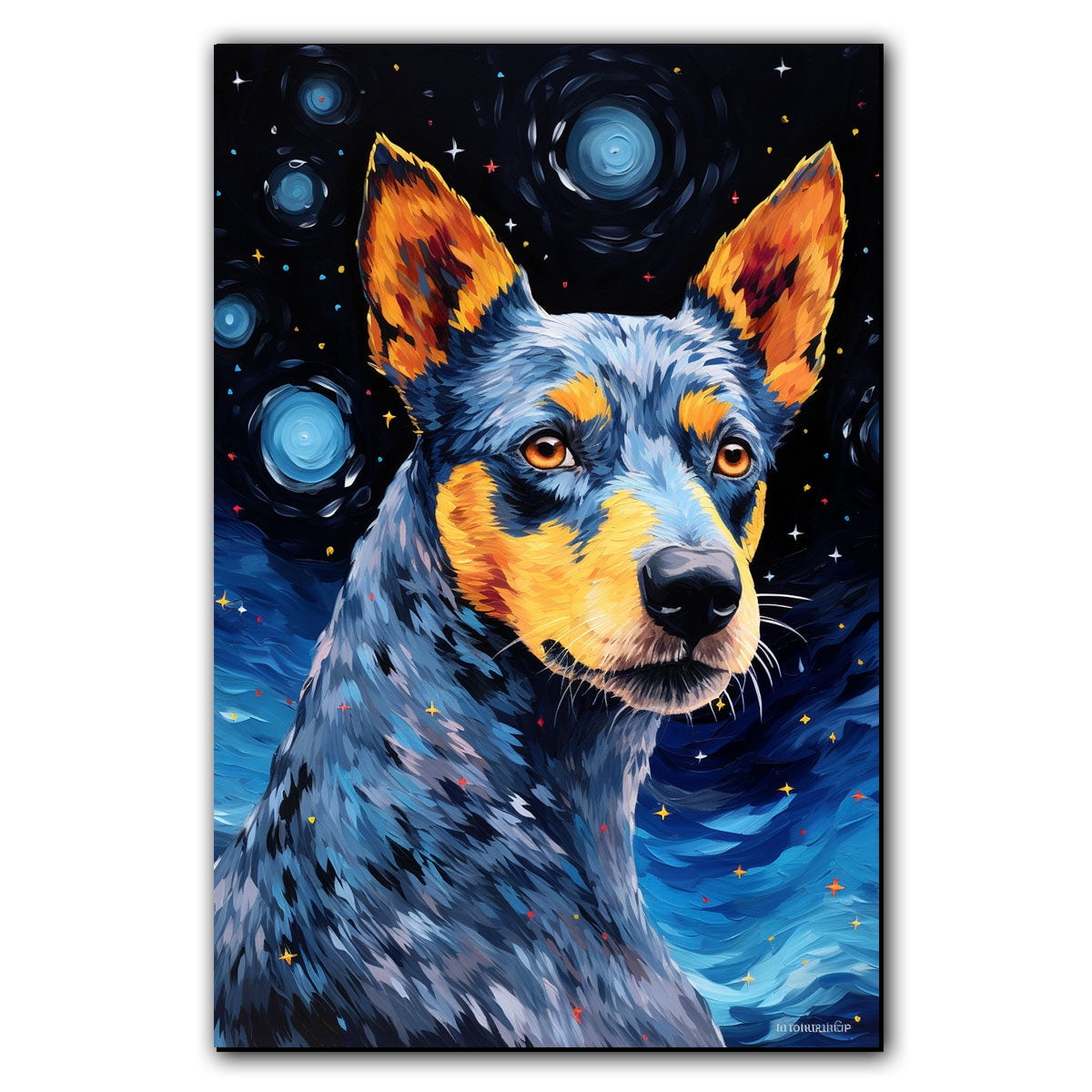 Australian Cattle Art Starry Night Canvas Print of Van Gogh Oil ...