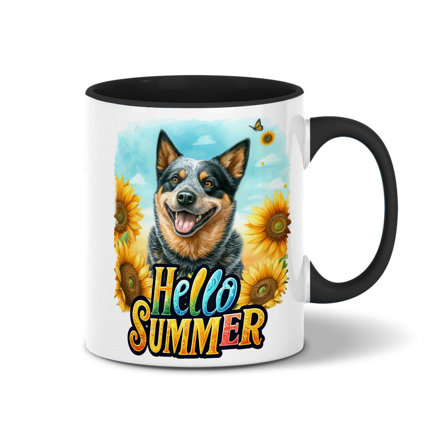 Australian Cattle Dog Hello Summer Sunshine Sunflowers Spring Retro ...