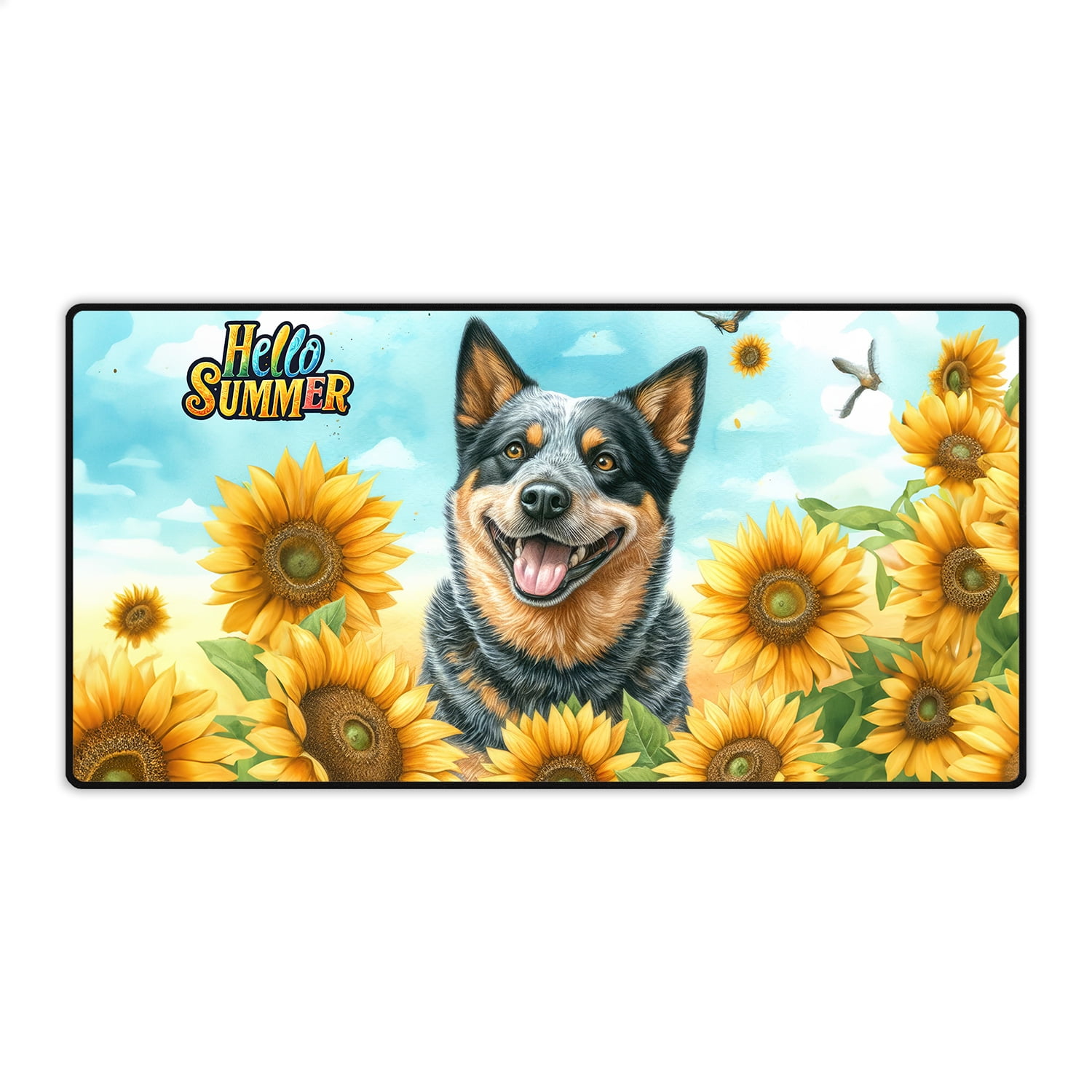 Australian Cattle Dog Hello Summer Sunshine Sunflowers Spring Retro ...