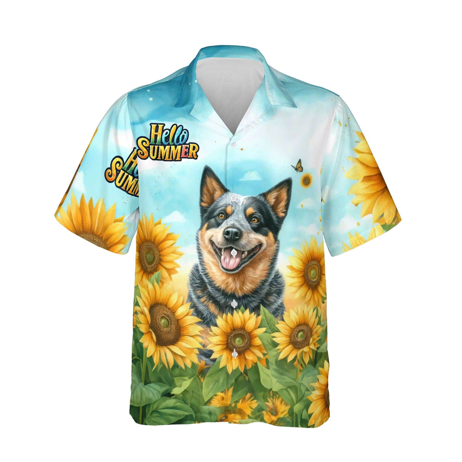 Australian Cattle Dog Hello Summer Sunshine Sunflowers Spring Retro ...