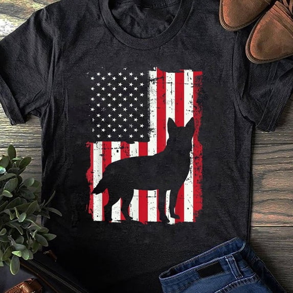 Australian Cattle Dog USA Flag Heeler Graphic Tee Shirt Special Gift ...
