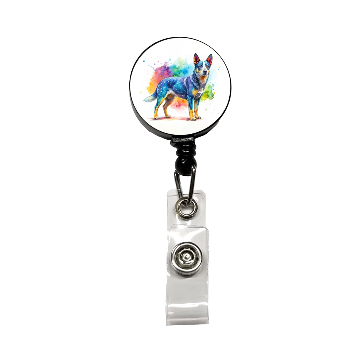 Australian Cattle Dog Watercolor Style Retractable Reel ID Badge Key ...