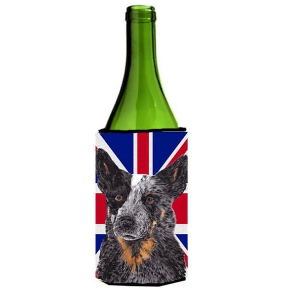 Australian Cattle Dog With English Union Jack British Flag Wine bottle ...