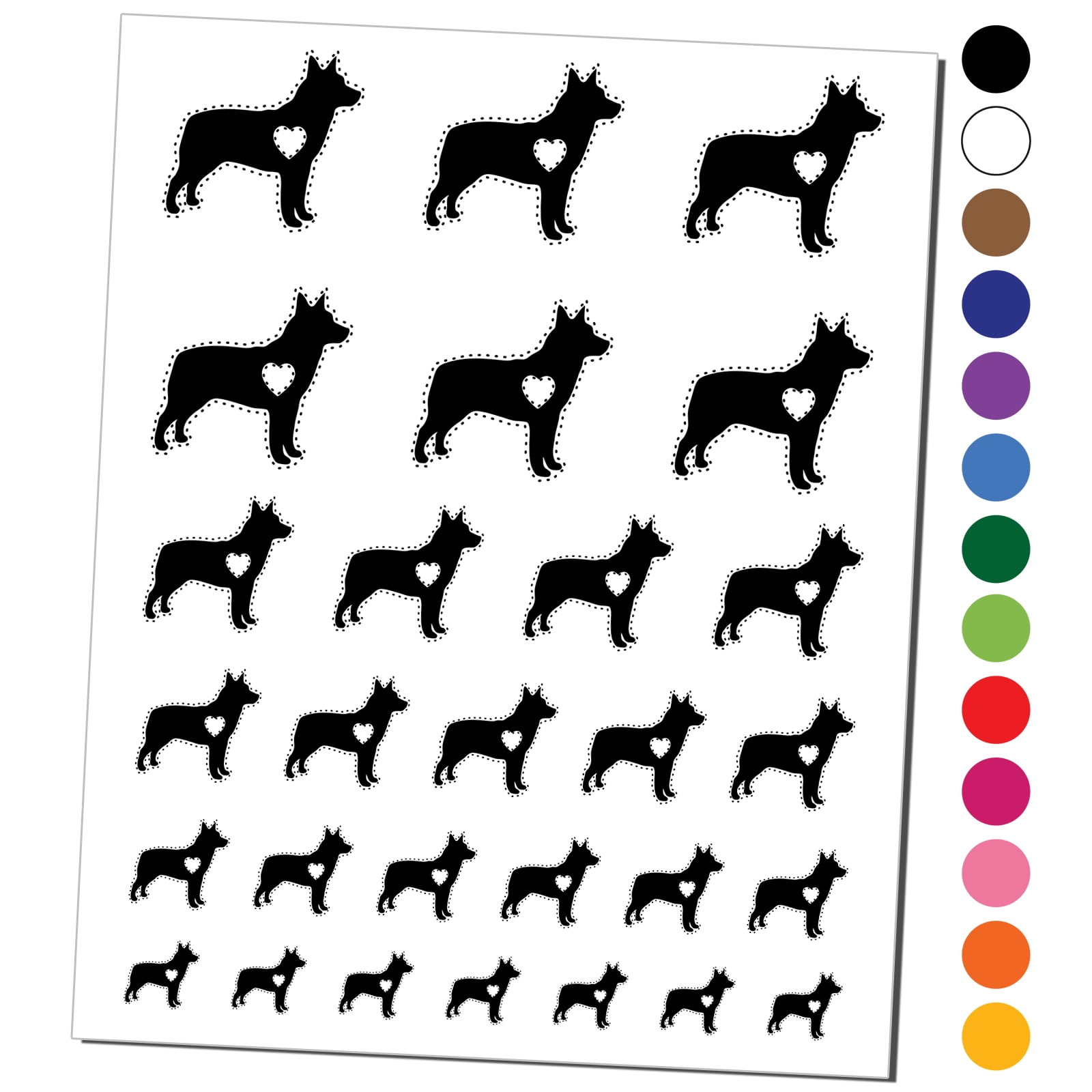 Australian Cattle Dog with Heart Water Resistant Temporary Tattoo Set ...